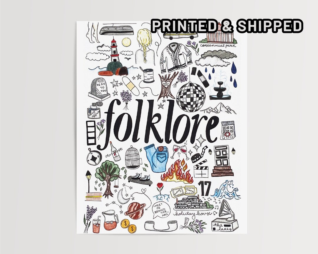 Folklore Print,swiftie Gifts,eras Tour,illustration,wall Art,taylors ...