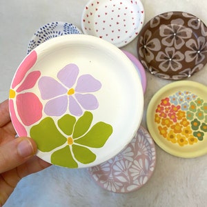 Patterned Hand-painted Trinket Dishes,trendy,home Decor,red Hearts,ring ...