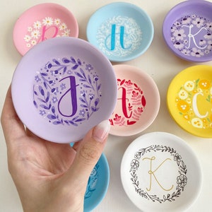 Initial Mini Ceramic Dish,hand-painted,personalized,jewelry Dish,tiny ...