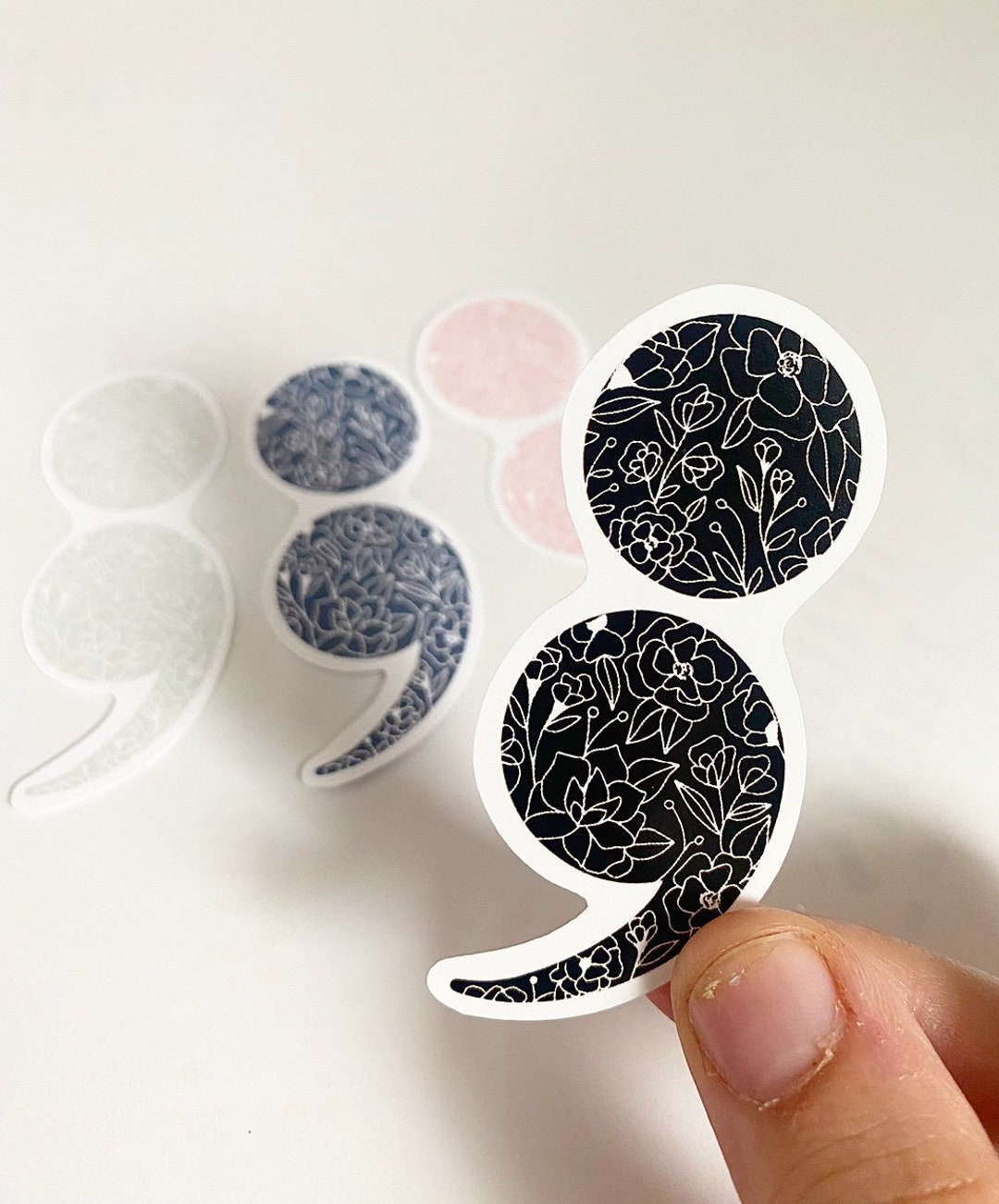 Custom Semicolon Sticker,floral Semicolon Sticker,mental Health ...