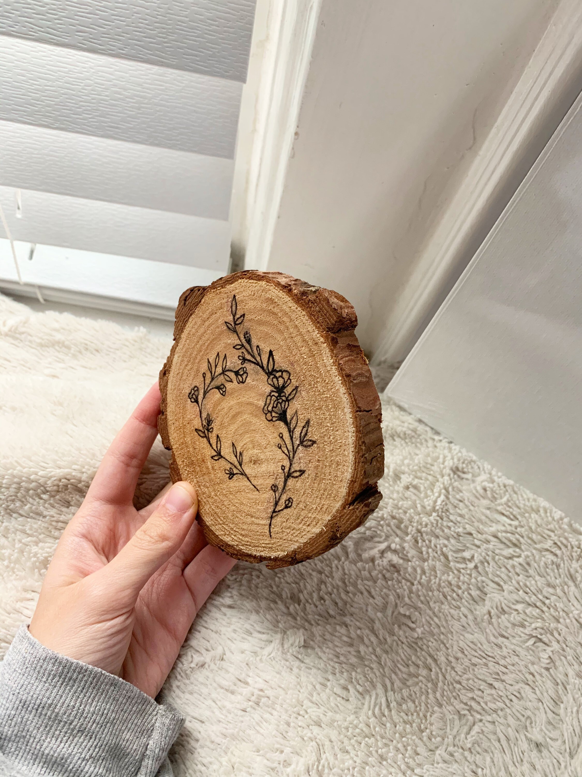 neda painting white floral NEDA symbol wood slice eating disorder ...