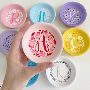 Initial Mini Ceramic Dish,hand-painted,personalized,jewelry Dish,tiny ...