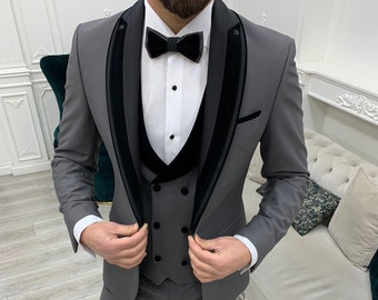 MEN TWEED SUIT Gray Wedding Suit Men Winter Suit Winter - Etsy