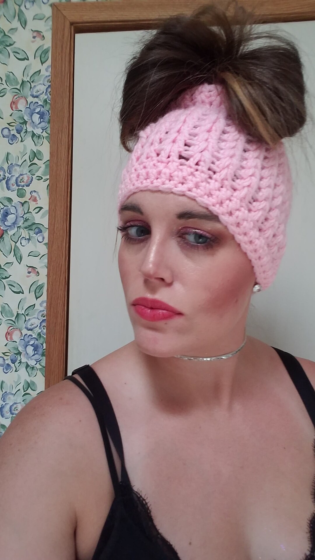 Pink Messy Bun Hat - Etsy