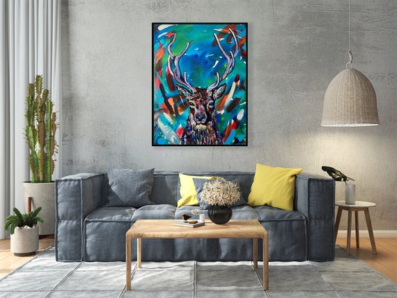 Extra Large Original Deer stag Painting 32 X 40inch - Etsy