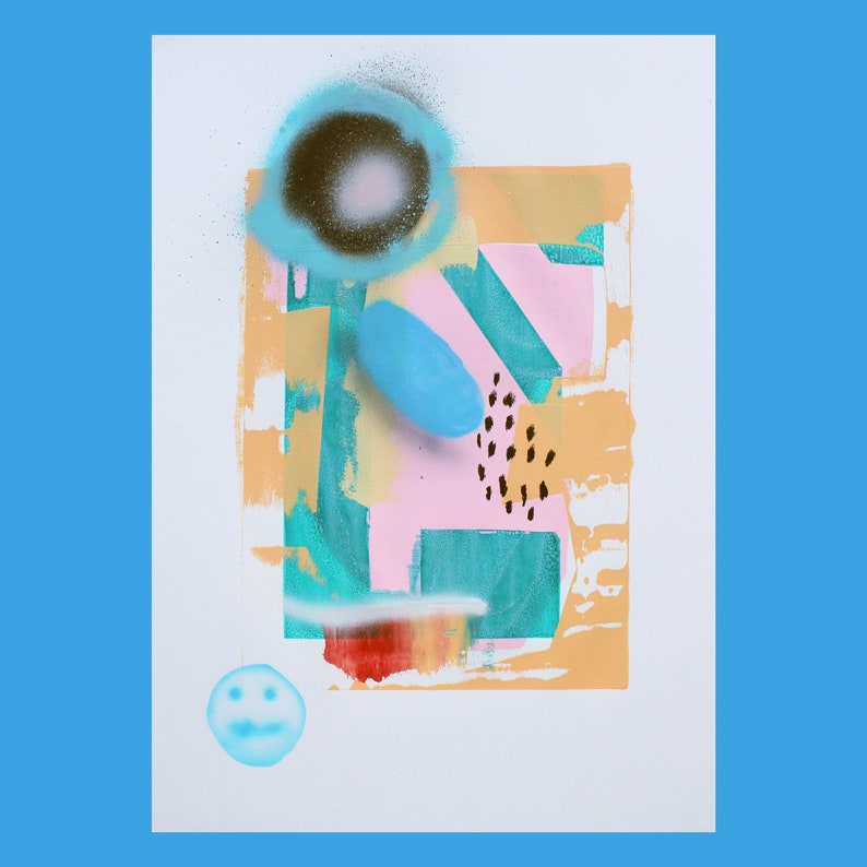 Abstract Paintings on A3 Paper Screen Printing Spray Paint - Etsy