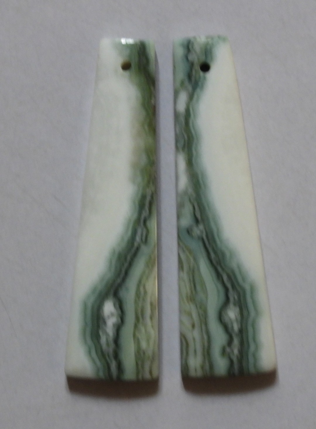 28.30 Cts Natural Green Lace Agate 38.7mm X 10.7mm Each Cabochon ...