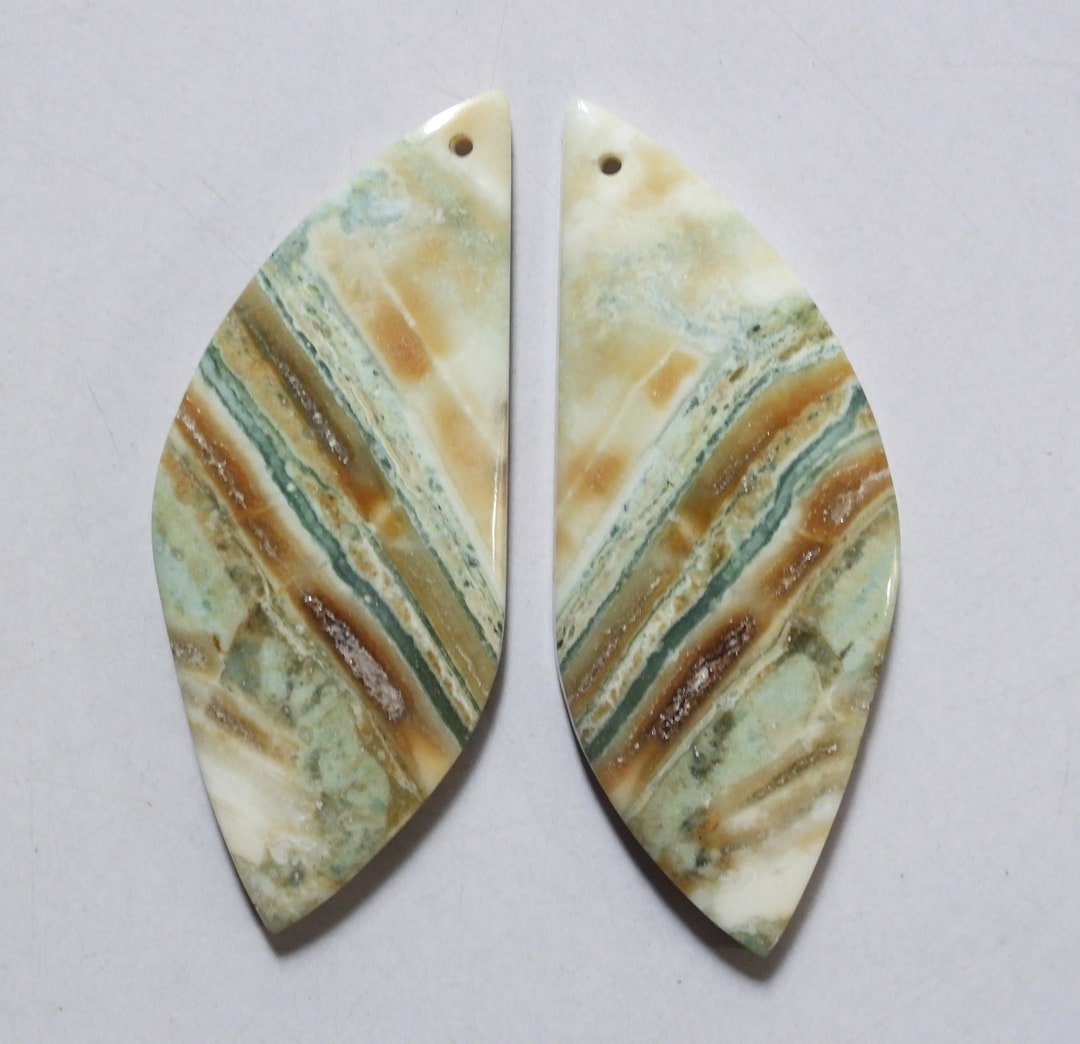 56.20 Cts Natural Green Lace Agate 48.4mm X 19.3mm Each - Etsy