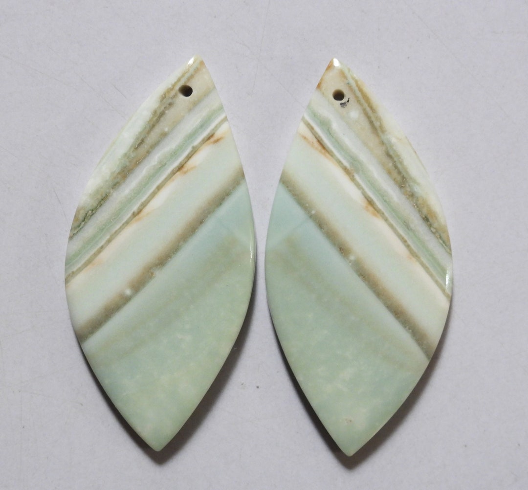 51.40 Cts Natural Green Lace Agate 43mm X 20.5mm Each - Etsy