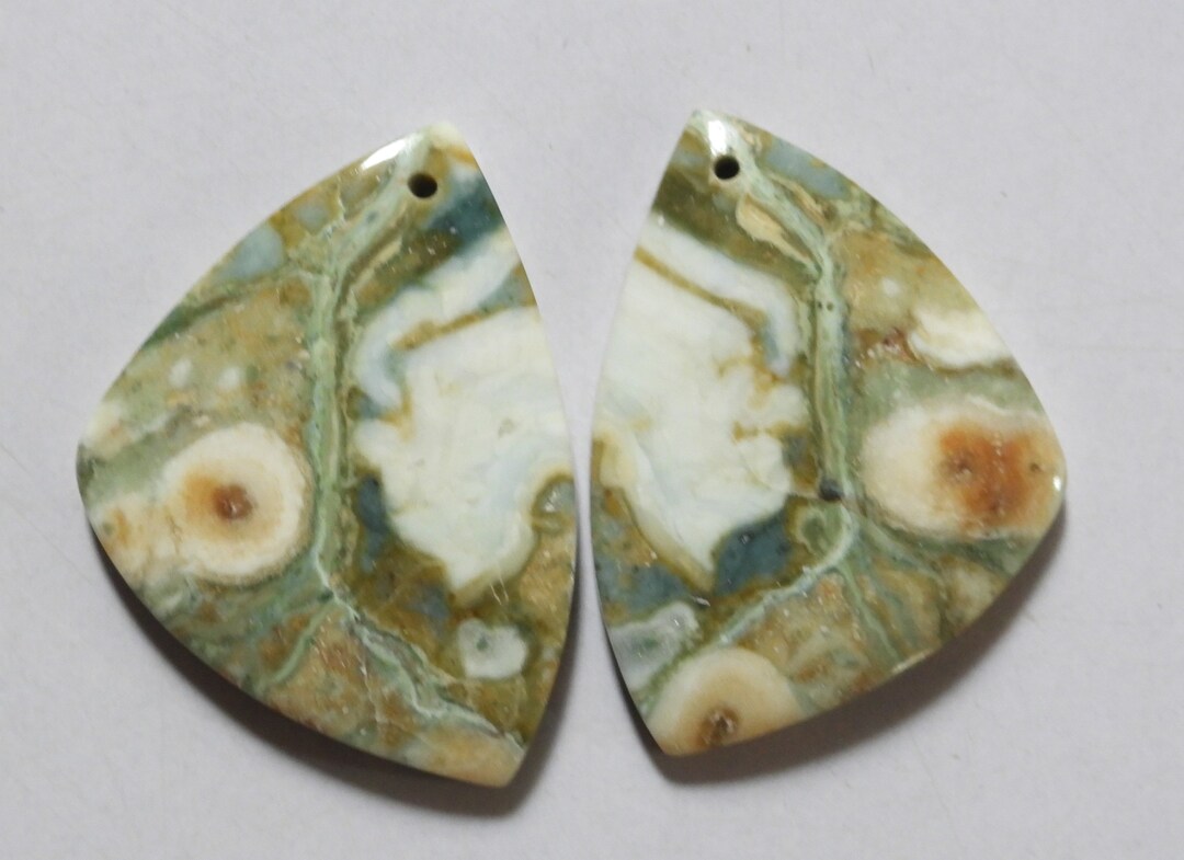 48.35 Cts Natural Green Lace Agate 31.6mm X 23.5mm Each - Etsy