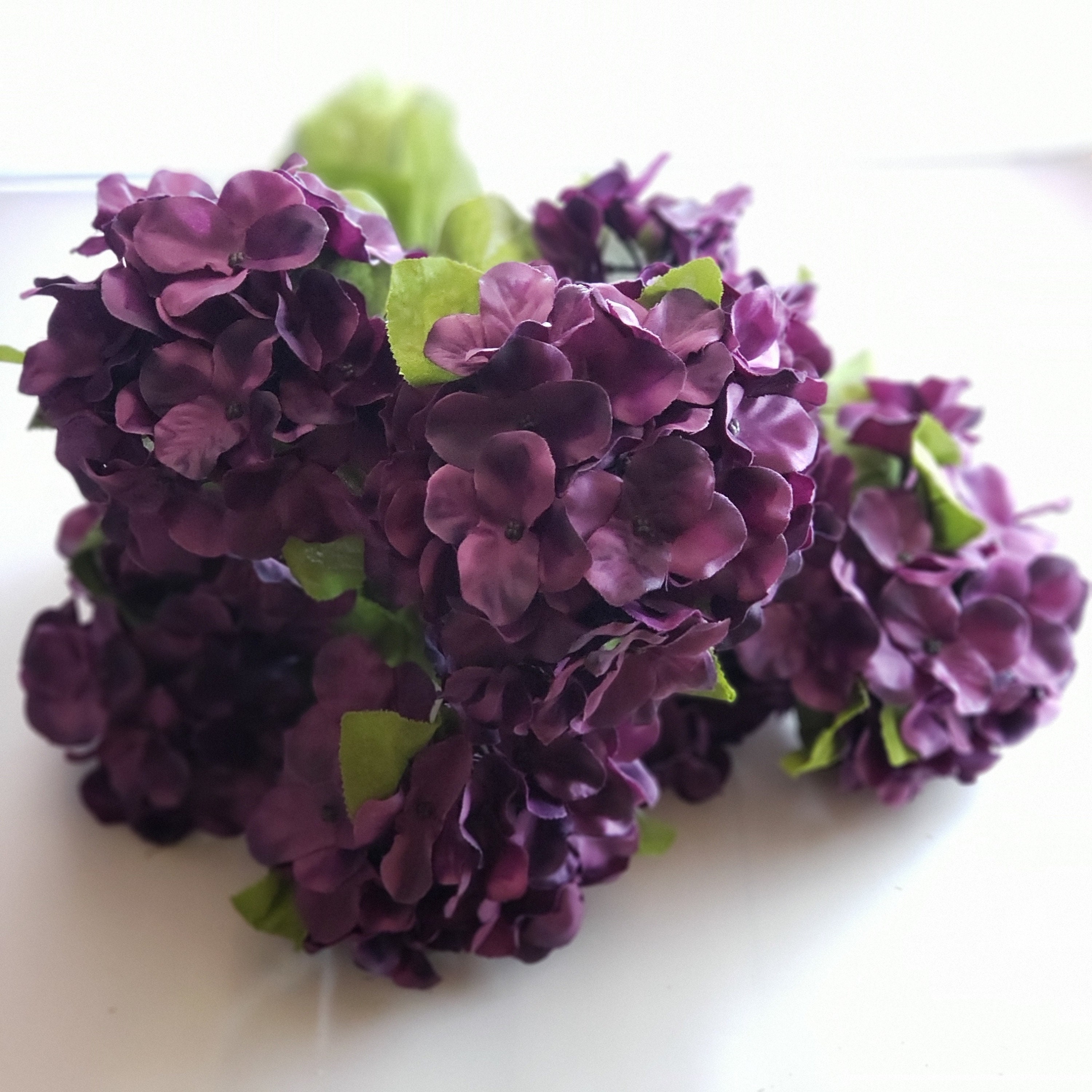 Eggplant Hydrangea, Plum Faux Flower, Artificial Hydrangea, Silk ...