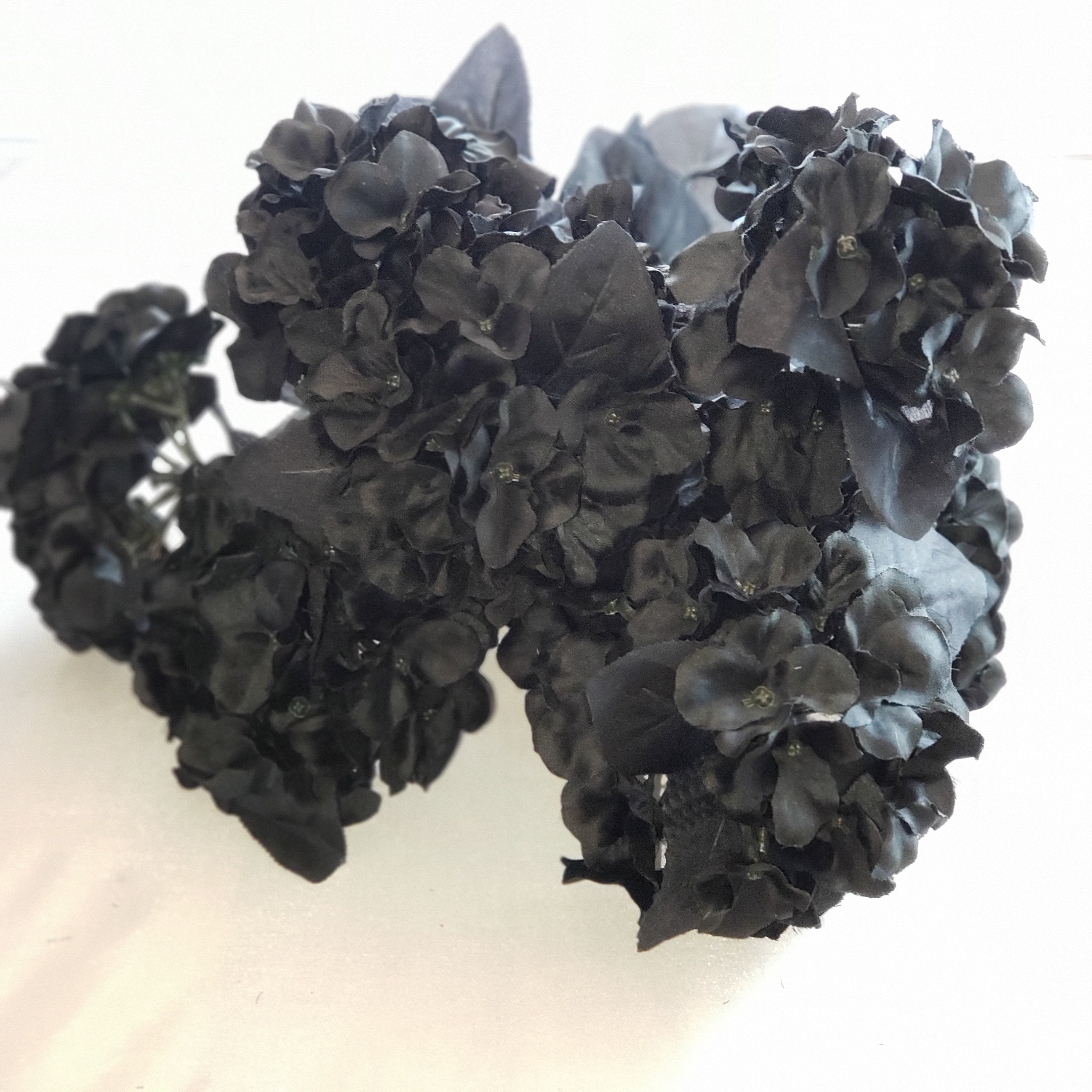 Black Hydrangea, Black Faux Flowers, Artificial Black Hydrangea, Silk ...