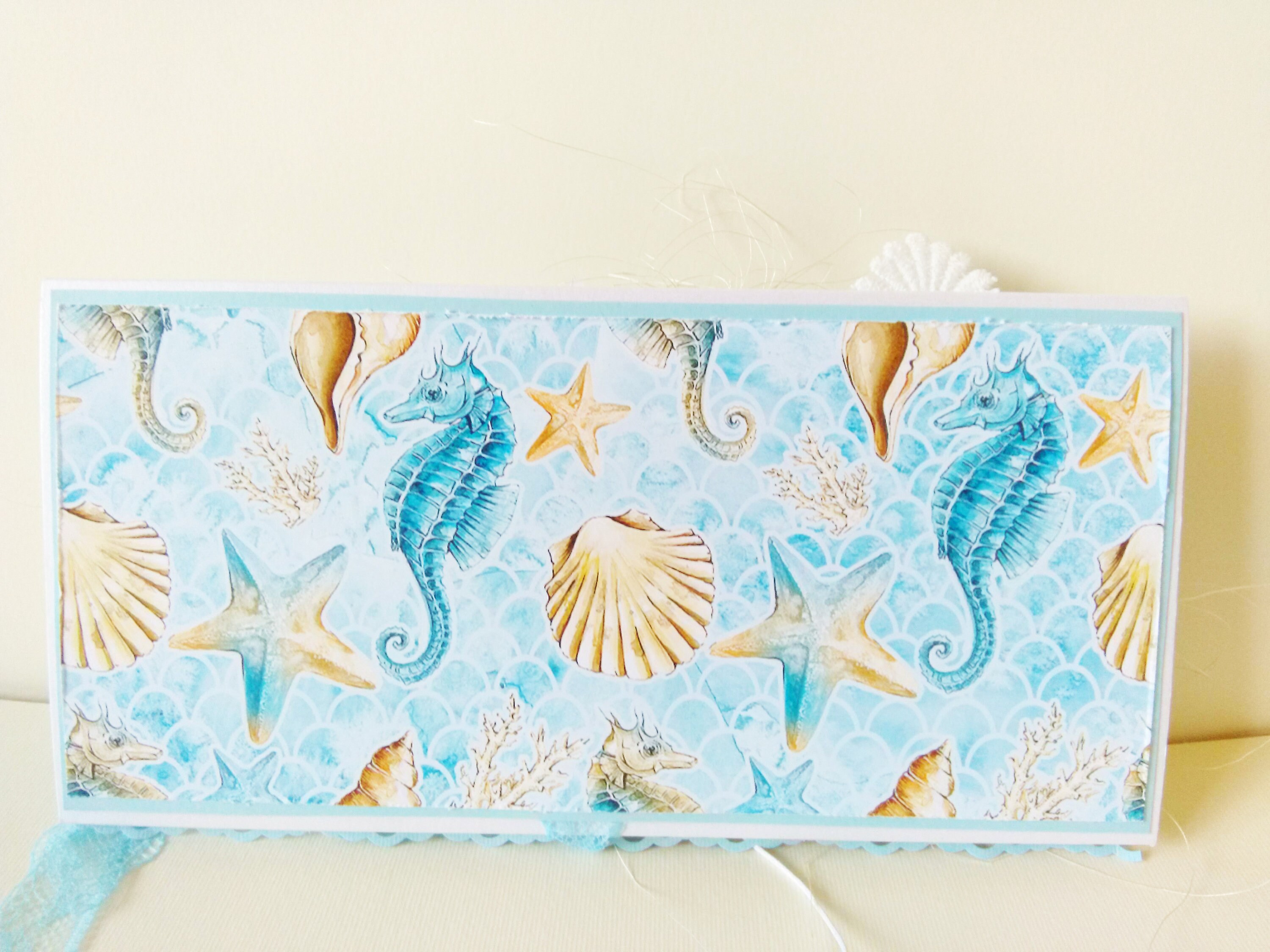 Handmade Greeting Card, Seashells, Seahorse, Under the Sea, Summer Note ...