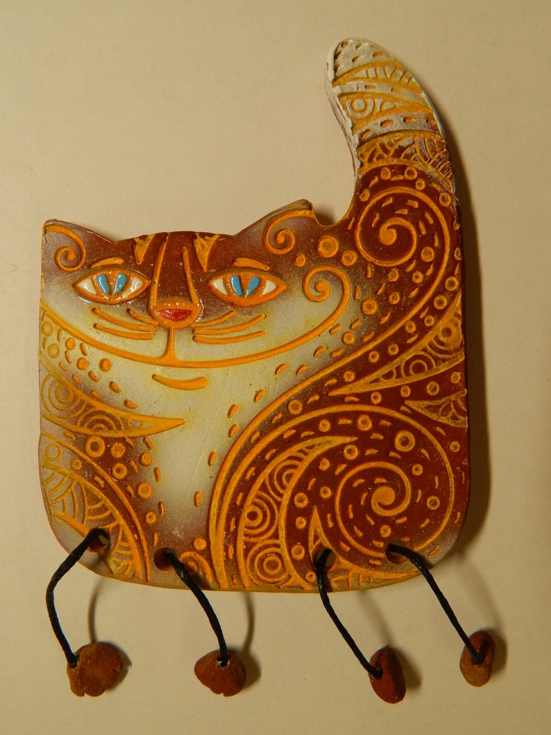 Decorative Ceramic Magnet Ornamental Cat. Ginger Cat. Fridge Magnet ...