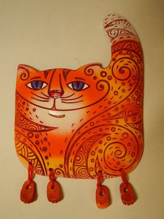 Ceramic Wall Cat Decorative. Ginger Cat. Ceramic Wall Art. Cat - Etsy