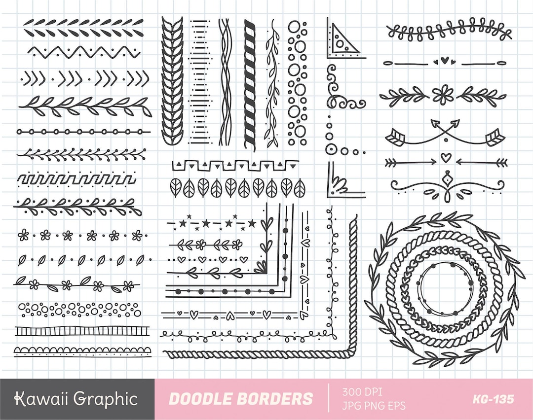 Doodle Borders, Hand Drawn Borders, Borders Clip Art, Design Element ...