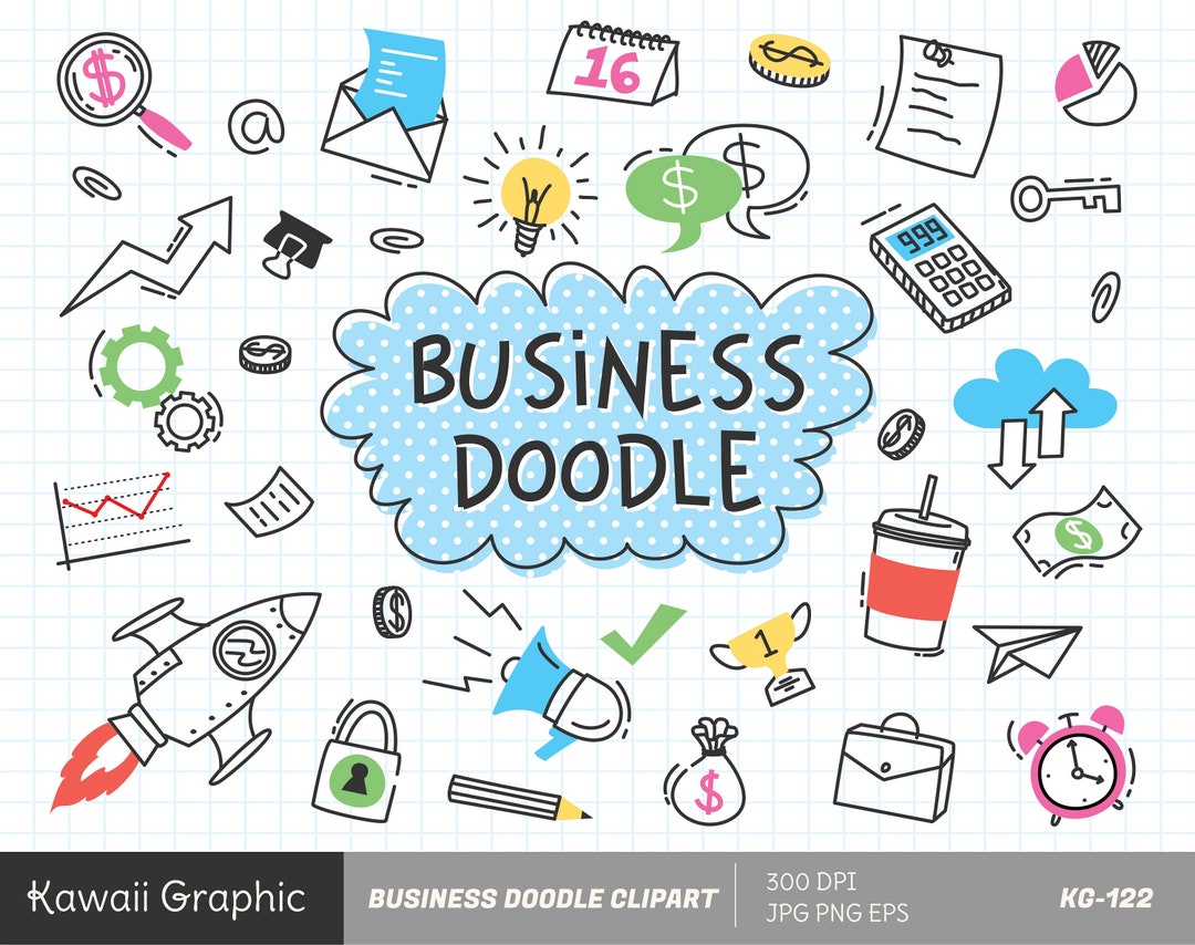 Business Doodle Clipart, Kawaii Clipart, Cute Vector, Doodle Clipart ...