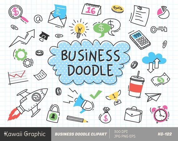 Business Doodle Clipart Kawaii Clipart Cute Vector Doodle - Etsy