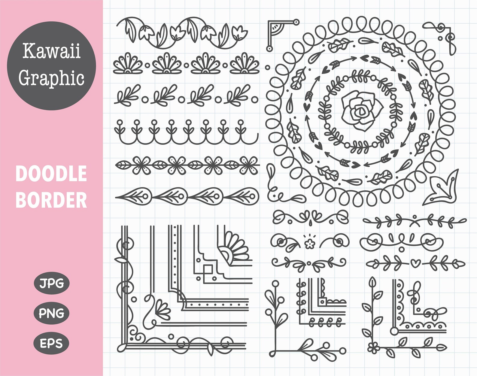 Doodle Borders, Hand Drawn Borders, Borders Clip Art, Design Element ...