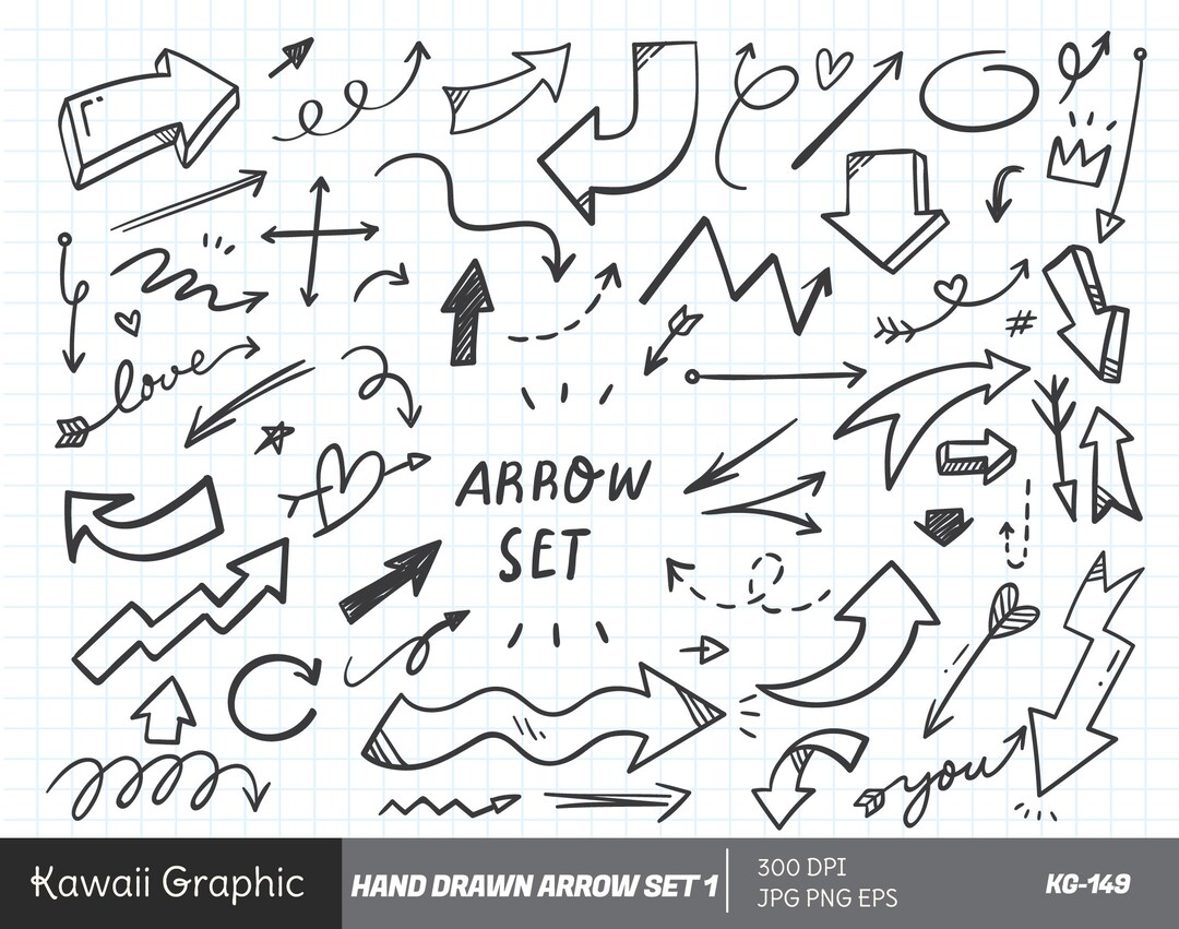 Doodle Arrow Set Clip Art, Design Element, Wreaths, Laurels, Dividers ...