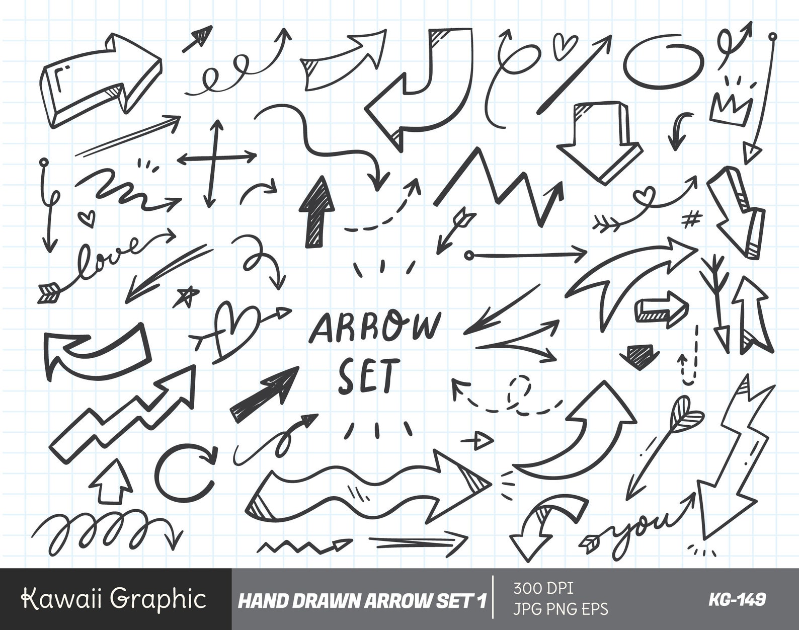 Doodle Arrow Set Clip Art, Design Element, Wreaths, Laurels, Dividers ...