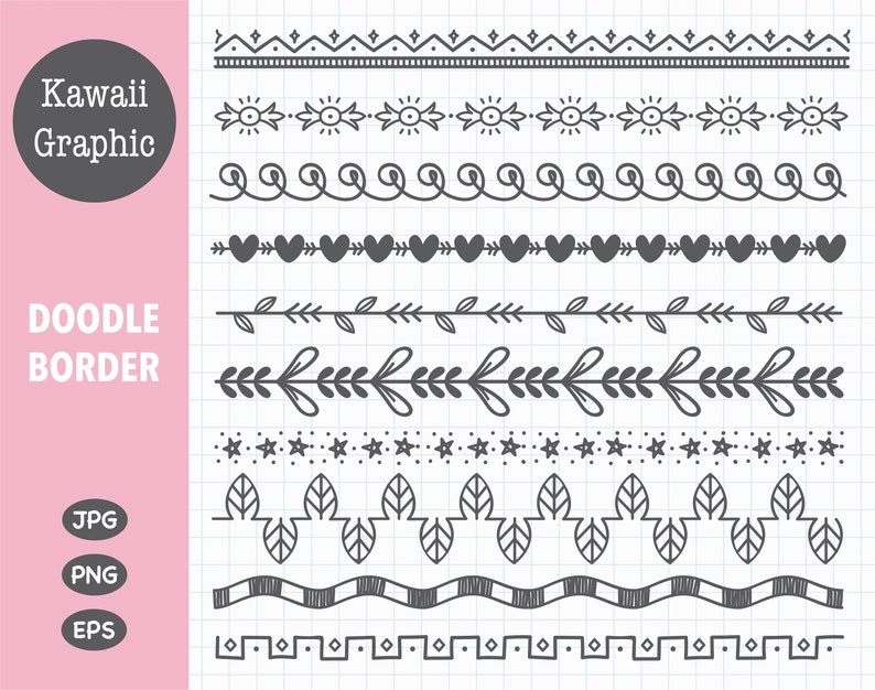 Doodle Borders, Hand Drawn Borders, Borders Clip Art, Design Element ...