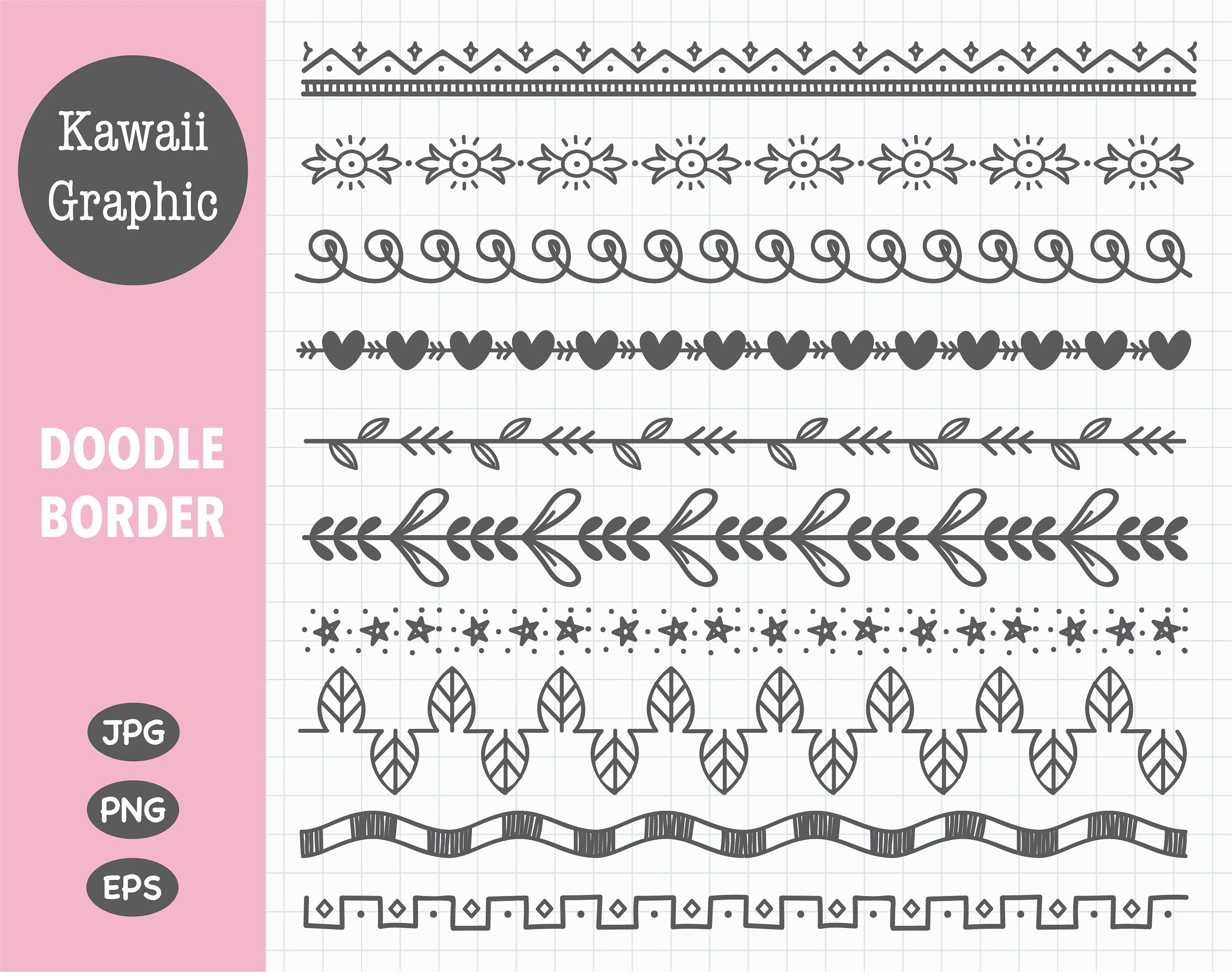 Doodle Borders, Hand Drawn Borders, Borders Clip Art, Design Element ...
