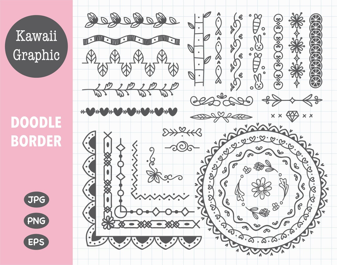 Doodle Borders, Hand Drawn Borders, Borders Clip Art, Design Element ...