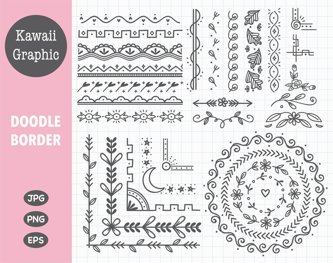 Doodle Borders, Hand Drawn Borders, Borders Clip Art, Design Element ...
