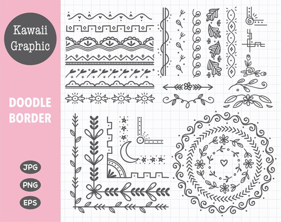 Doodle Borders Hand Drawn Borders Borders Clip Art Design | Etsy