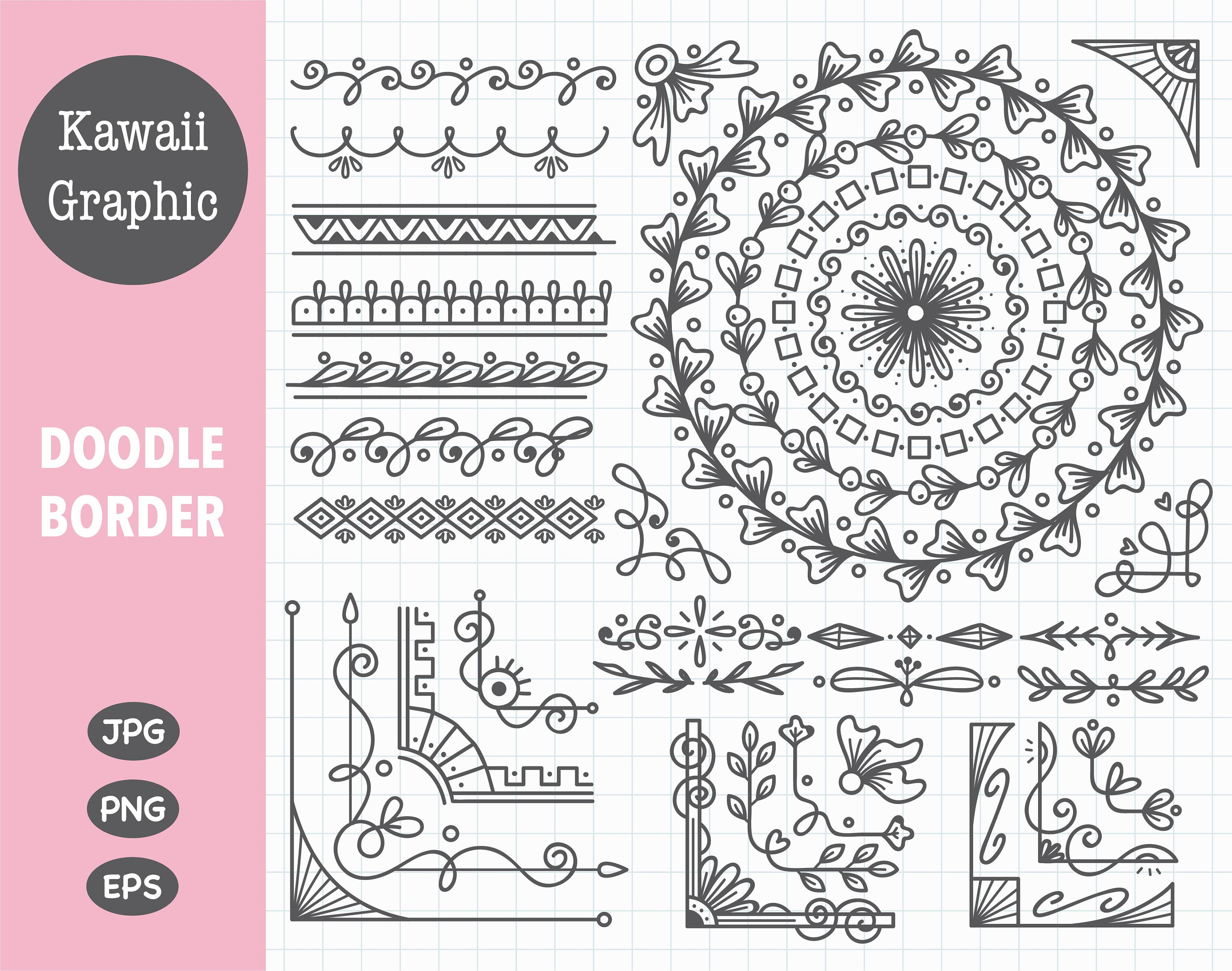Doodle Borders, Hand Drawn Borders, Borders Clip Art, Design Element ...