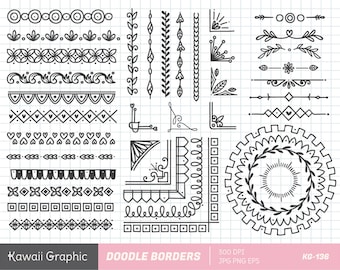 Doodle Borders, Hand Drawn Borders, Borders Clip Art, Design Element ...