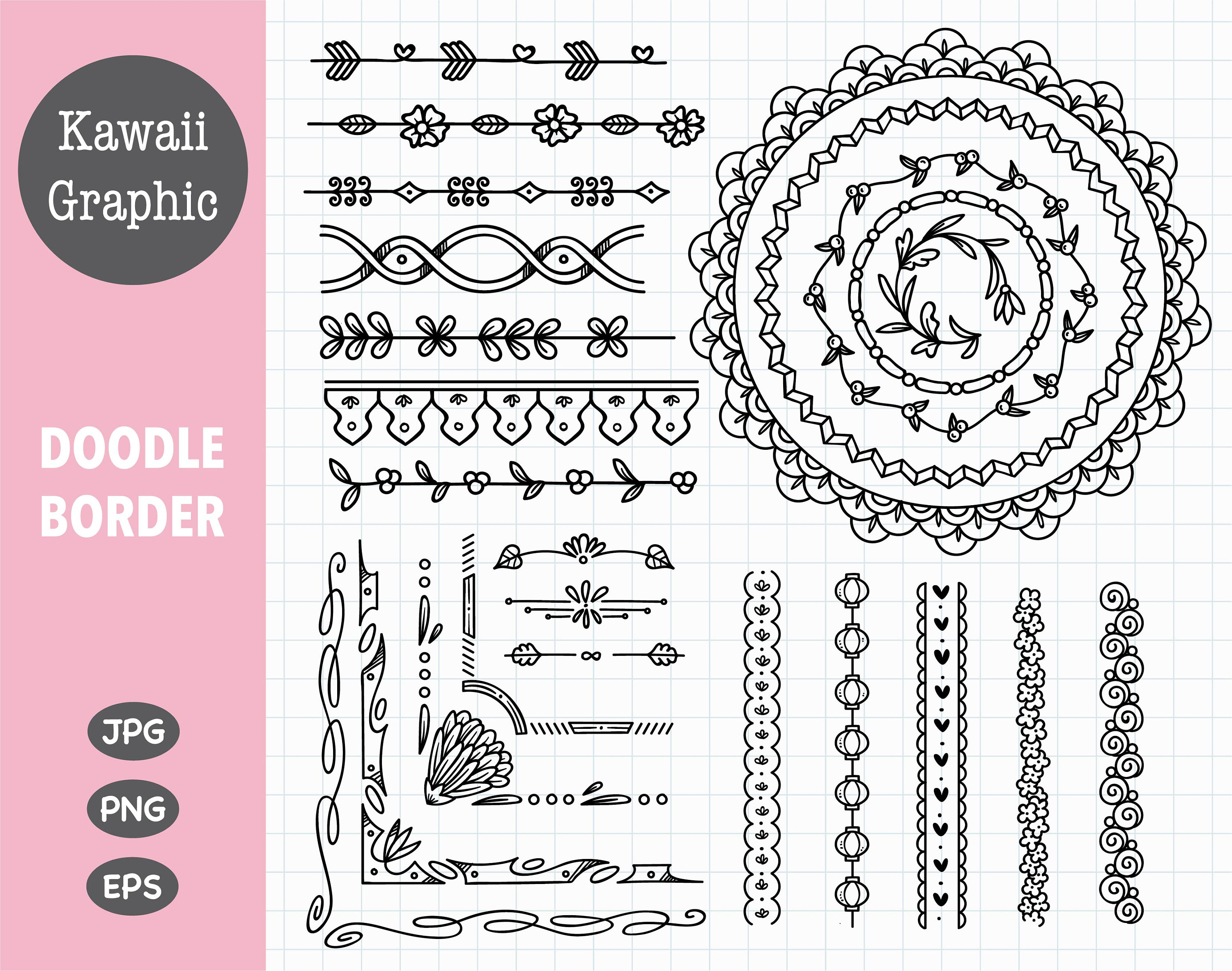 Doodle Borders, Hand Drawn Borders, Borders Clip Art, Design Element ...