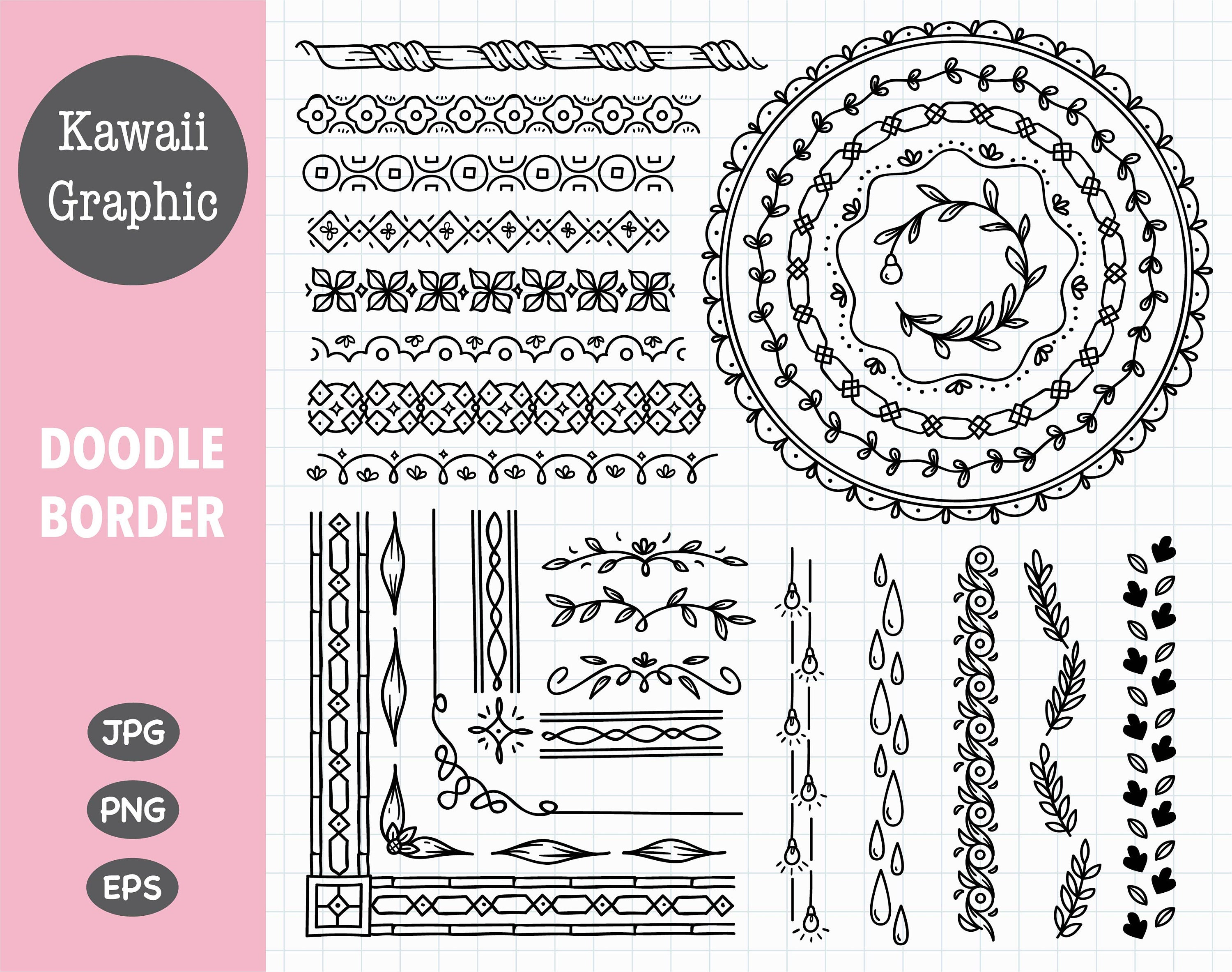 Doodle Borders Hand Drawn Borders Borders Clip Art Design | Etsy