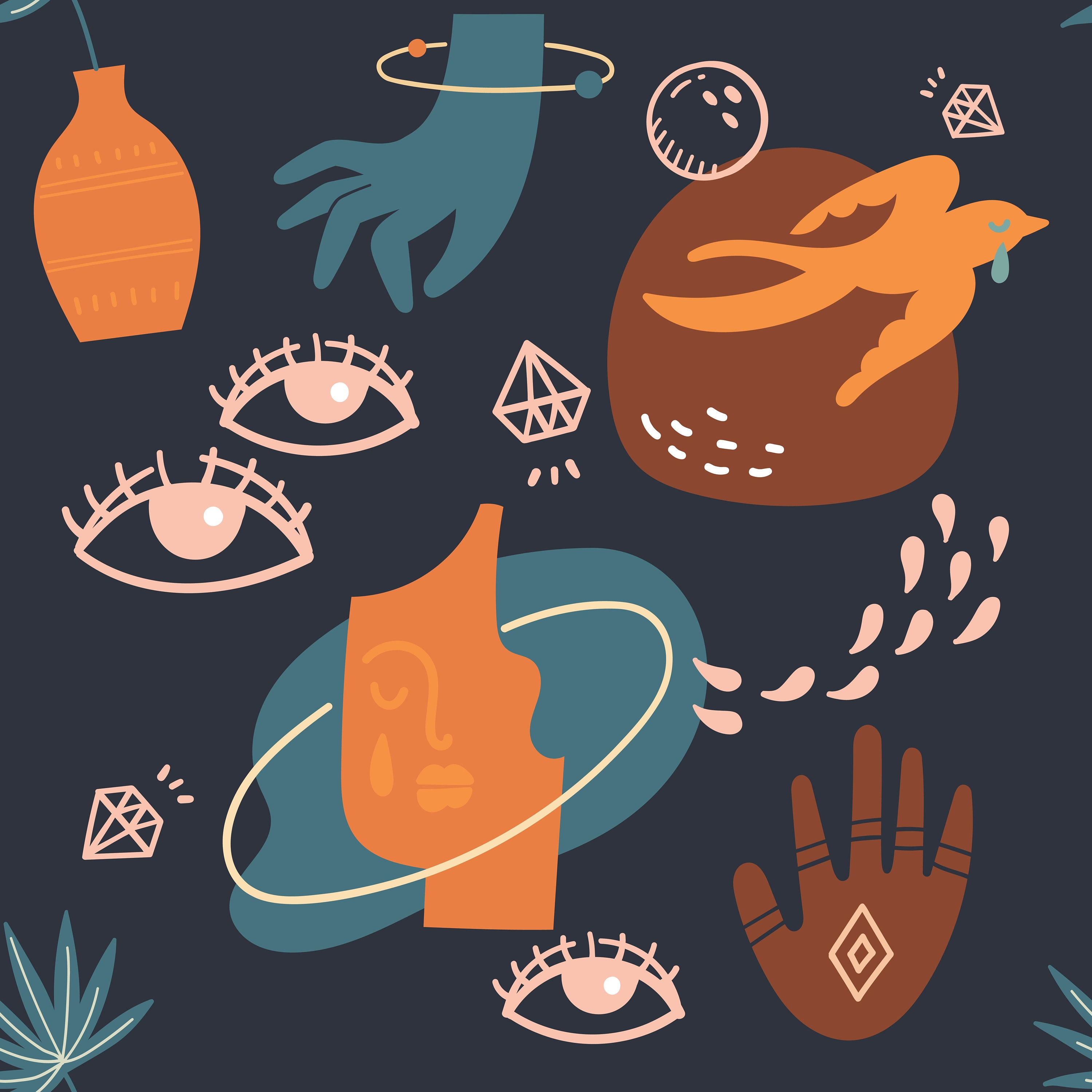 Vintage Bohemian Seamless Background, Aesthetic Pattern, Fabric Motif ...