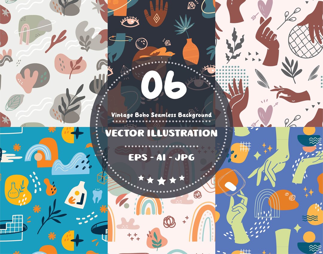 Vintage Bohemian Seamless Background, Aesthetic Pattern, Fabric Motif ...