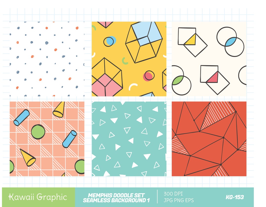 Memphis Pattern Set, Fabric Pattern Doodle, Abstract Vector Seamless ...