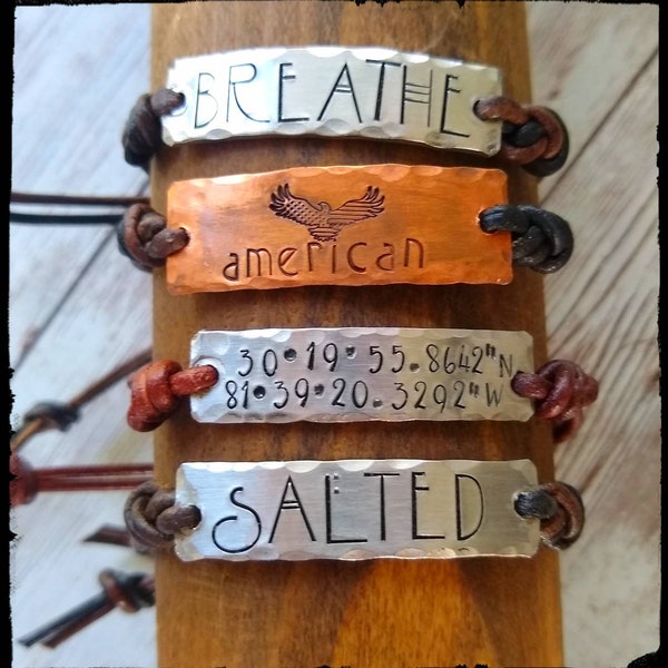 Word Leather Bracelet - Etsy