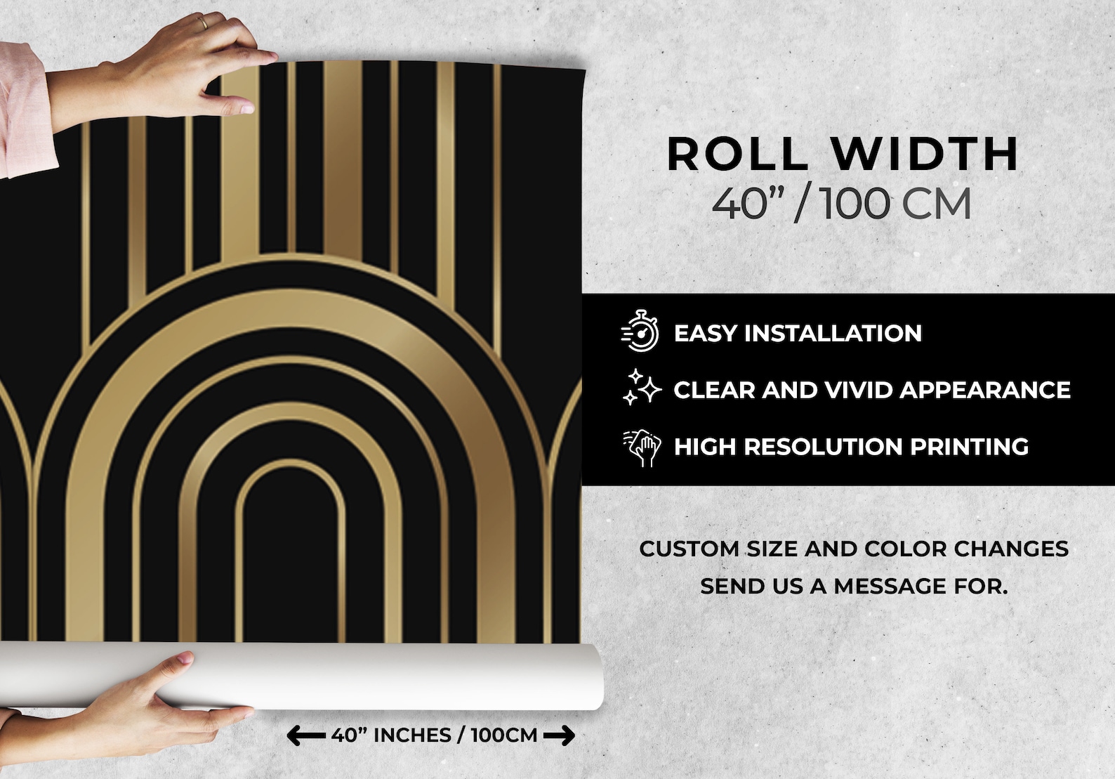 Black Gold Peel and Stick Wallpaper Art Deco Wallpaper - Etsy