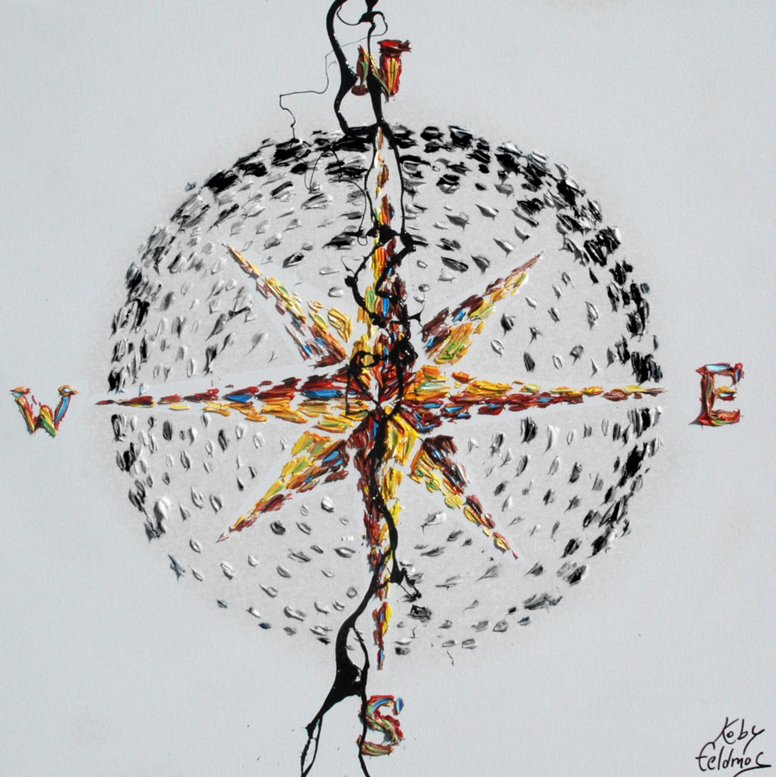 Compass 35 Original Oil Painting on Canvas Beautiful | Etsy