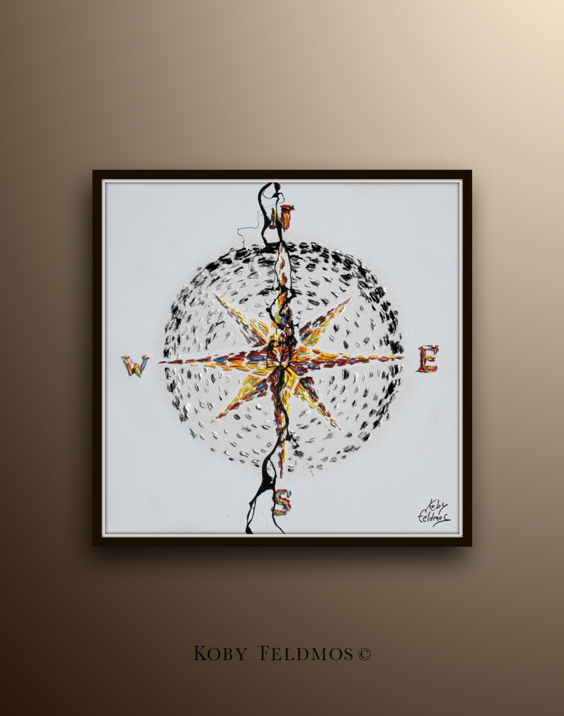 Compass 35 Original Oil Painting on Canvas Beautiful | Etsy