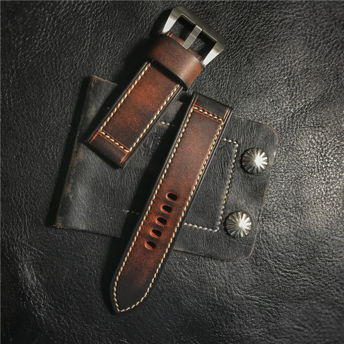 Hand Made Vintage Leather Watch Strap/watch Band/ Italy Leaher - Etsy