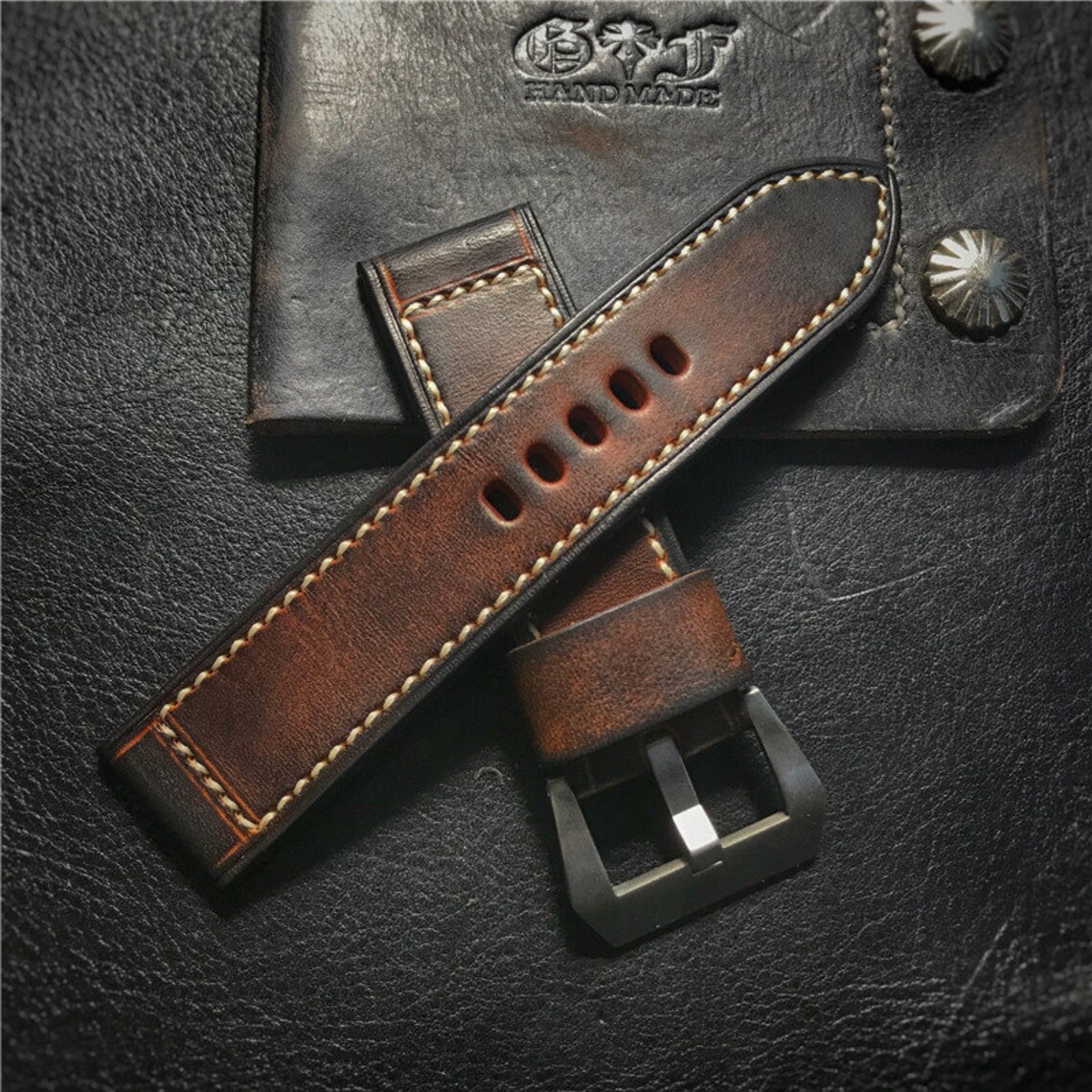 Hand Made Vintage Leather Watch Strap/watch Band/ Italy Leaher | Etsy