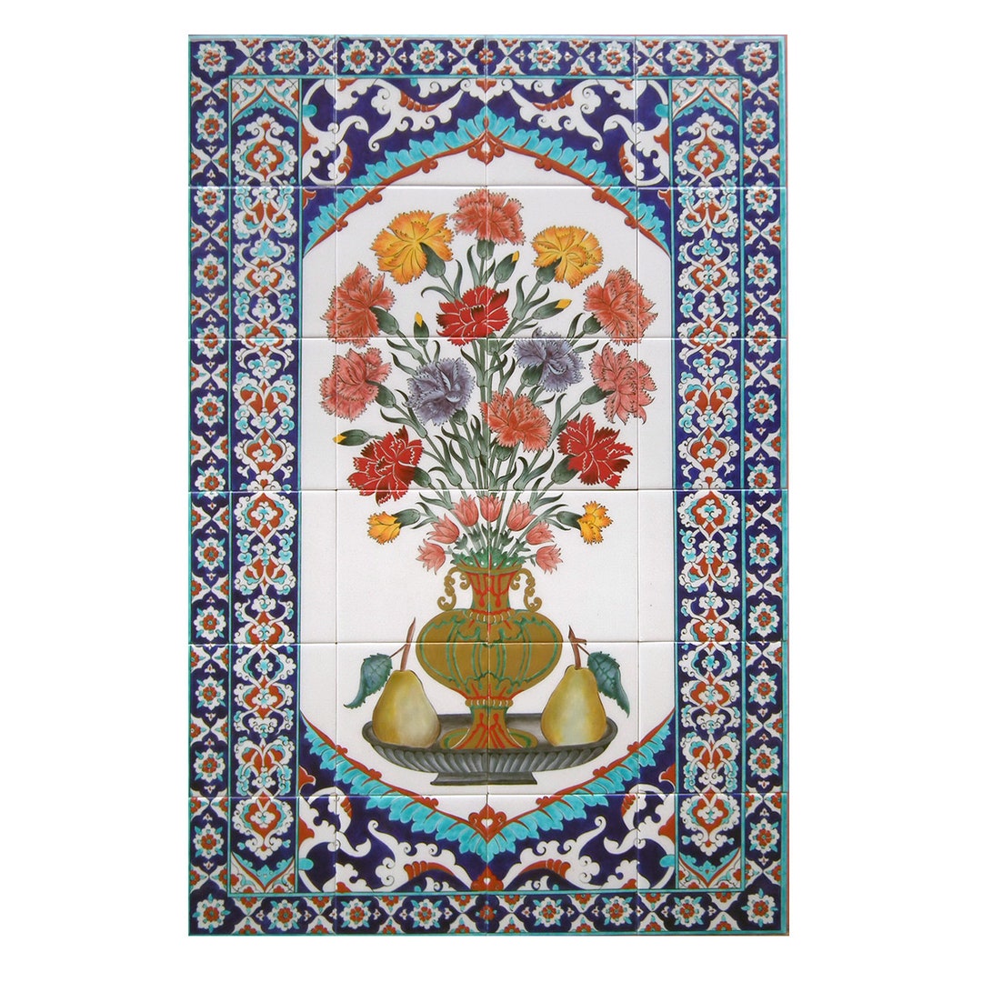 Ceramic Wall Art, Iznik Ceramic Tile Panel, Home Decoration, Handmade ...