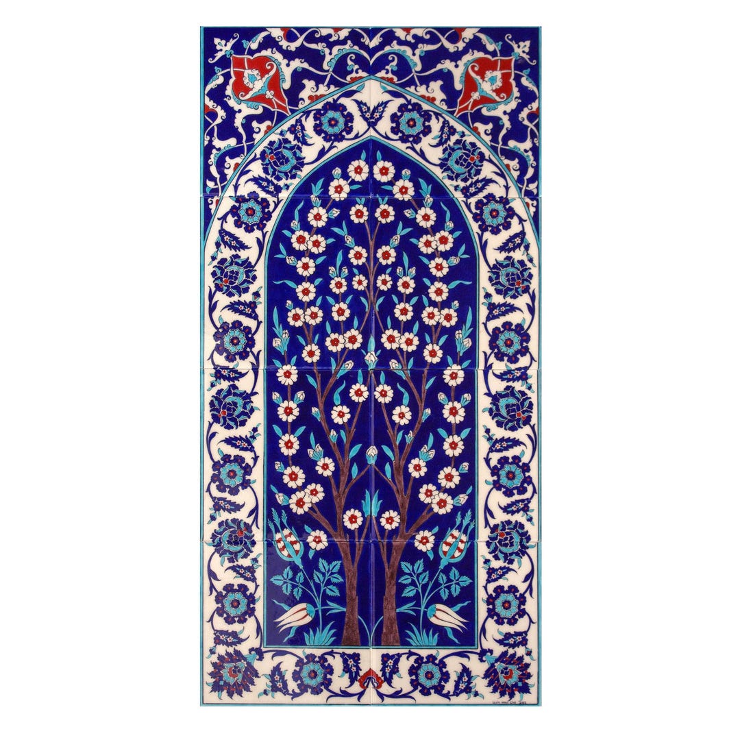 Ceramic Wall Art, Iznik Ceramic Tile Panel, Home Decoration, Handmade ...