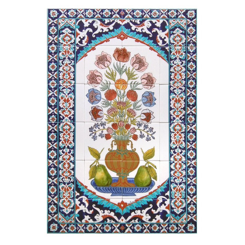 Ceramic Wall Art, Iznik Ceramic Tile Panel, Home Decoration, Handmade ...
