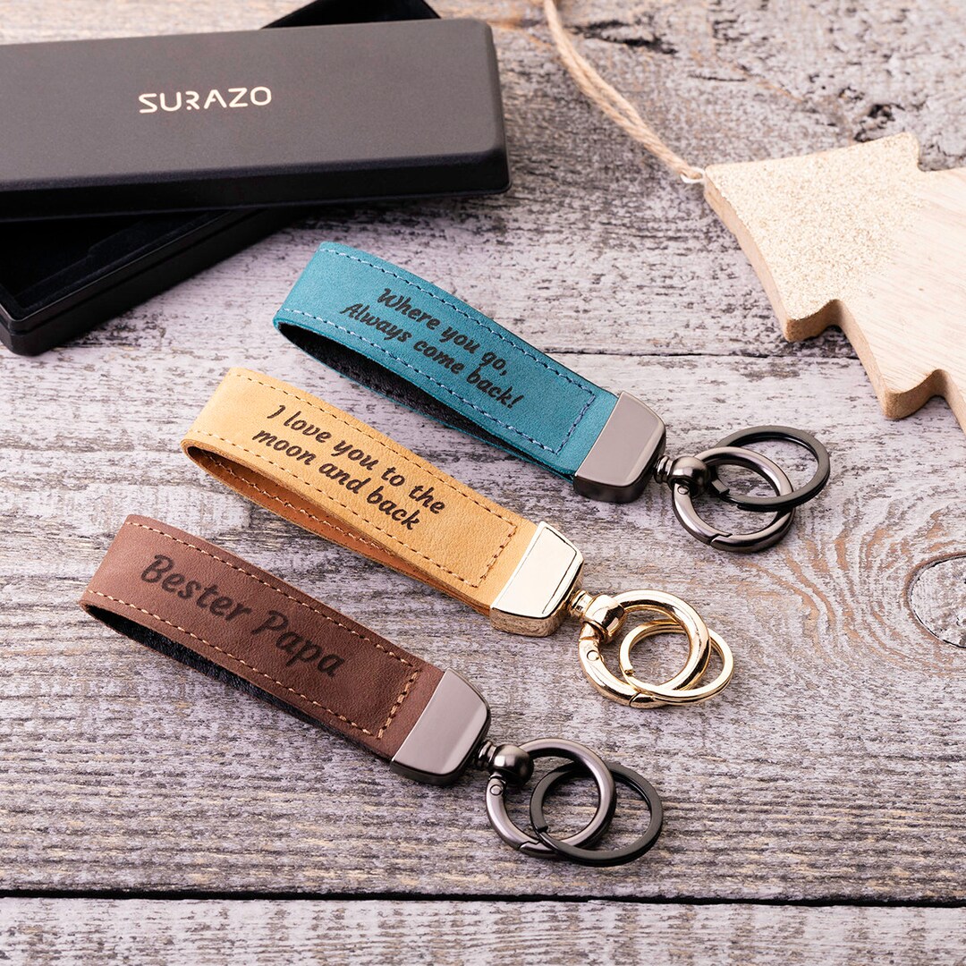 Genuine Leather Key Chain, Personalized Lettering, Custom Leather ...