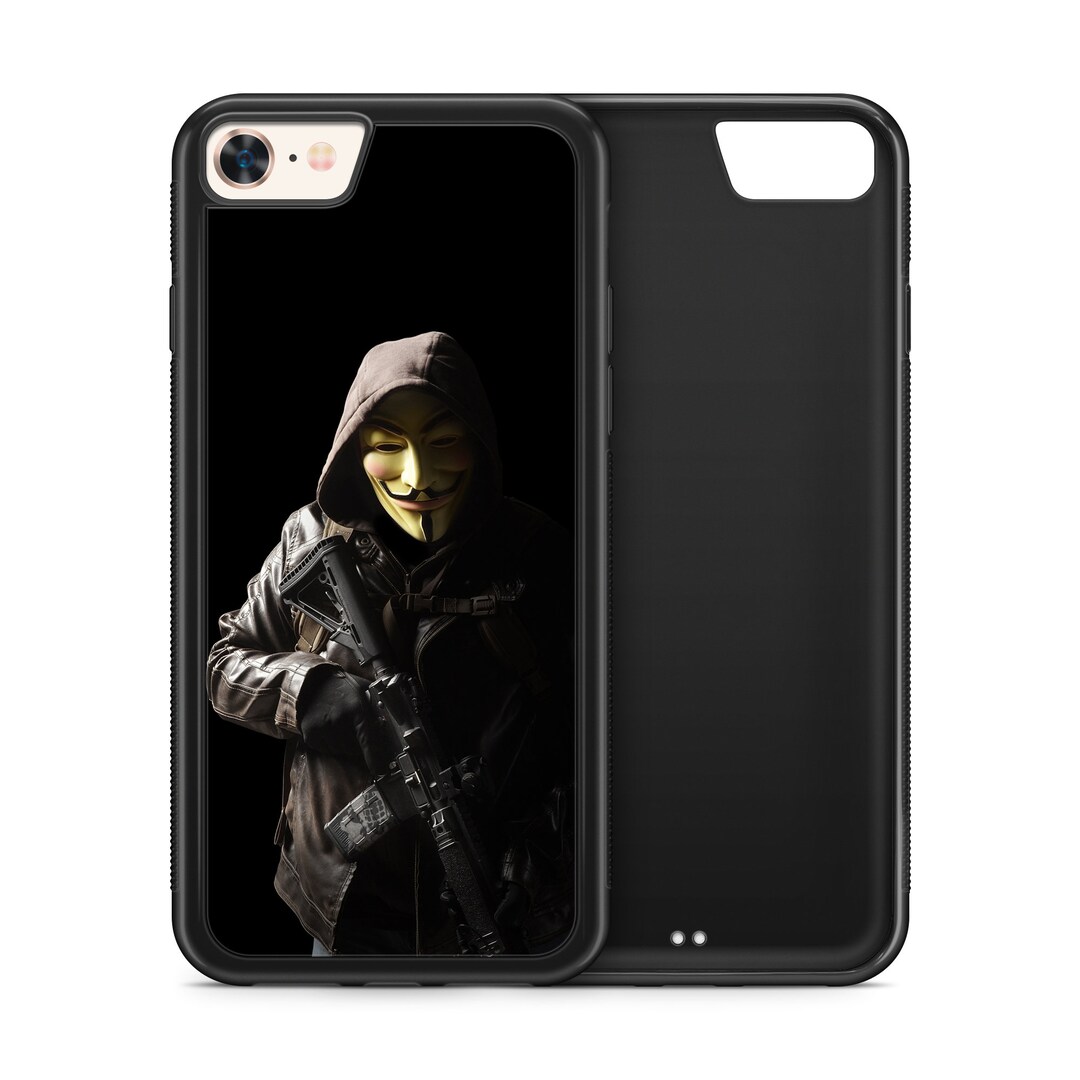 Anonymous Mask Weapon Black Rubber Phone Case Cover for iPhone - Etsy