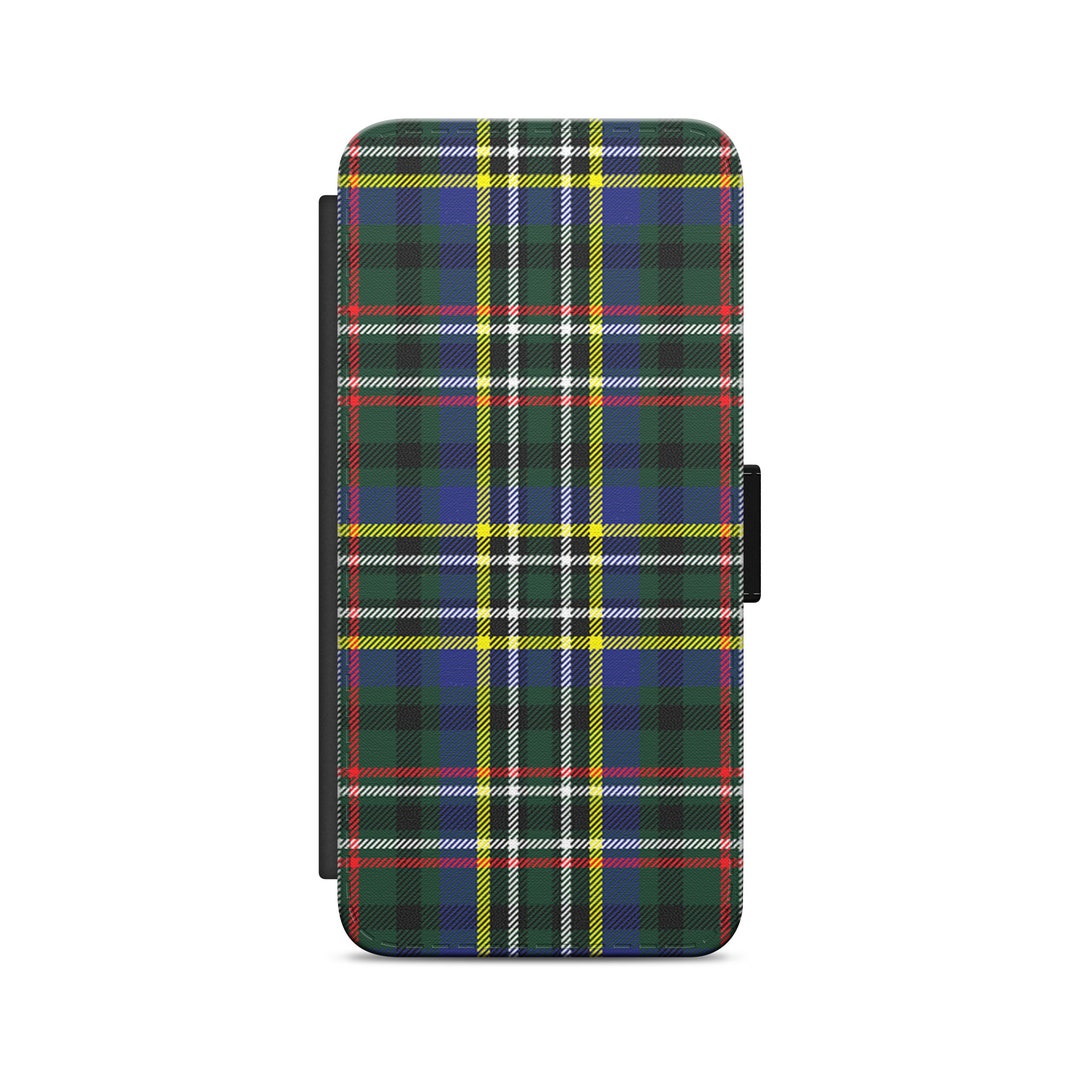 Tartan Green Pattern Scotland Flip Wallet Phone Case for iPhone Samsung ...