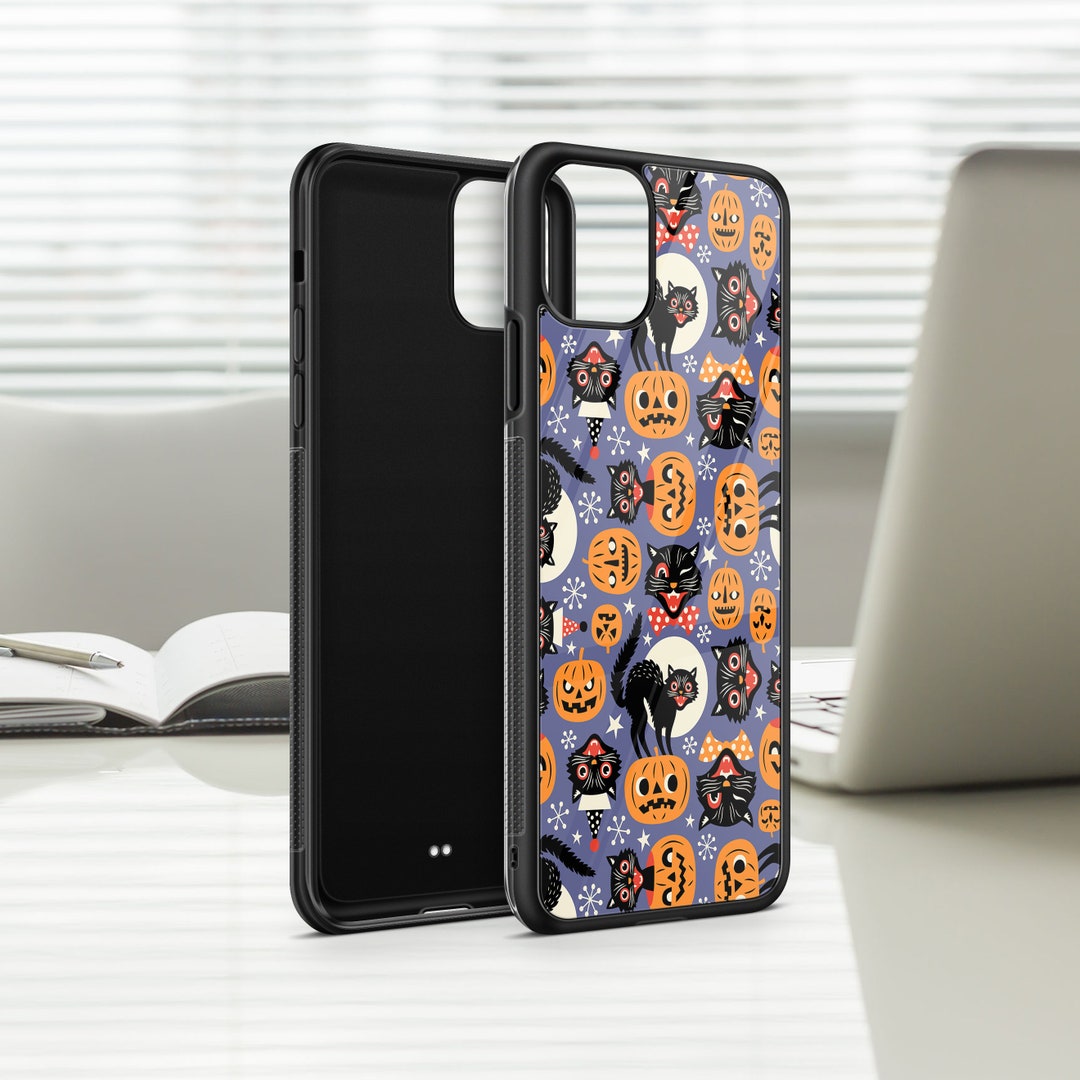 Halloween Funny Pumpkin Colourful Scary Cat Pattern Luxury Tempered ...